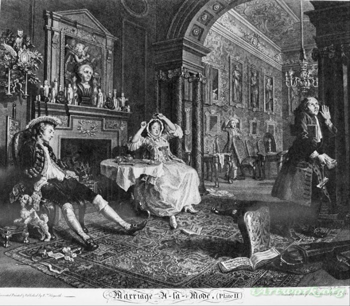 William Hogarth Marriage a La Mode, Plate 2, (early in The Morning ...